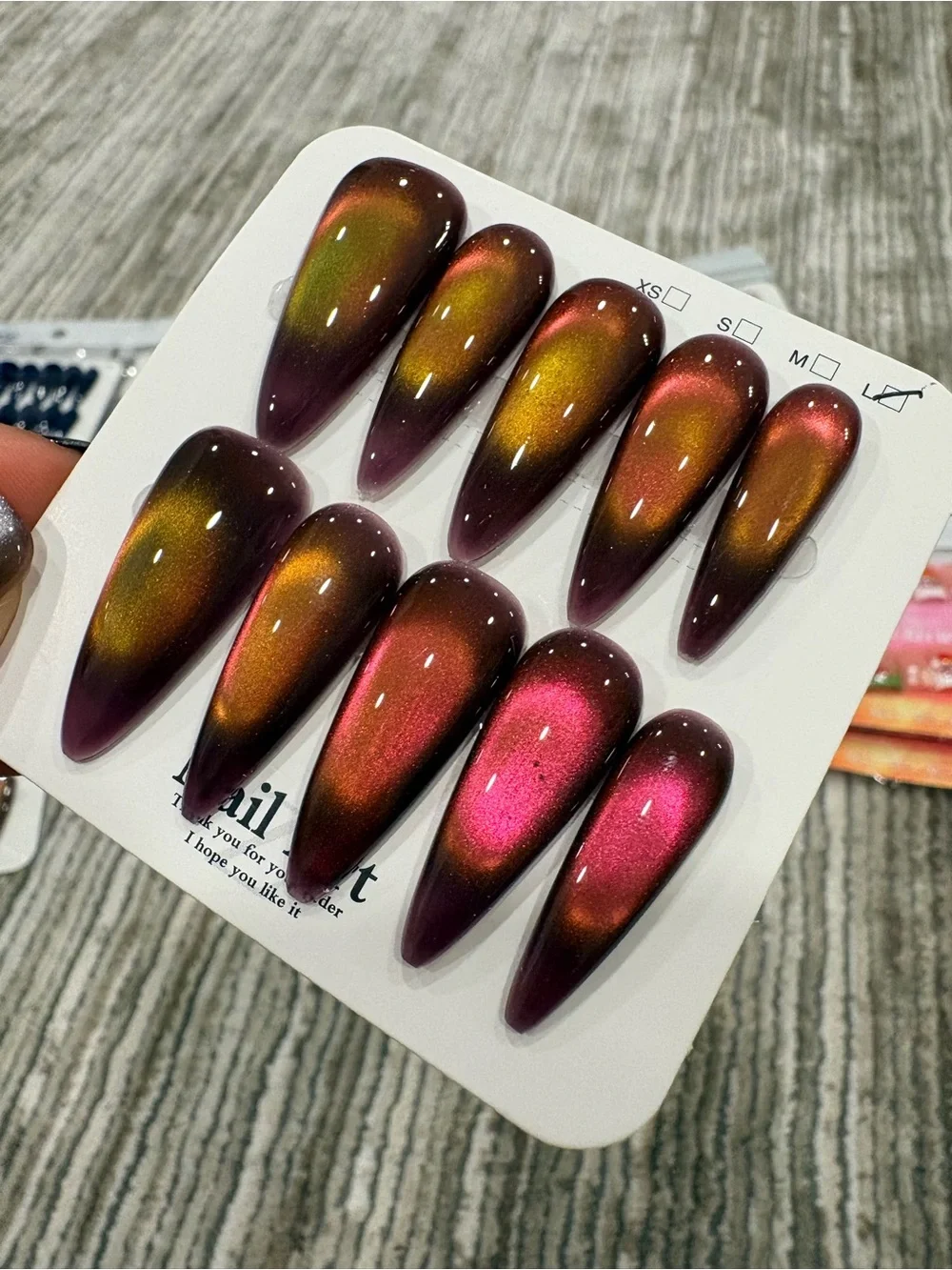 Makeup | Cat Eye Stiletto Presson Nails Iridescent Gold To Pink | Poshmark